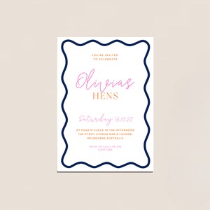 Printable Hens Party Invite | Wavy Border Bachelorette Party Invite ...