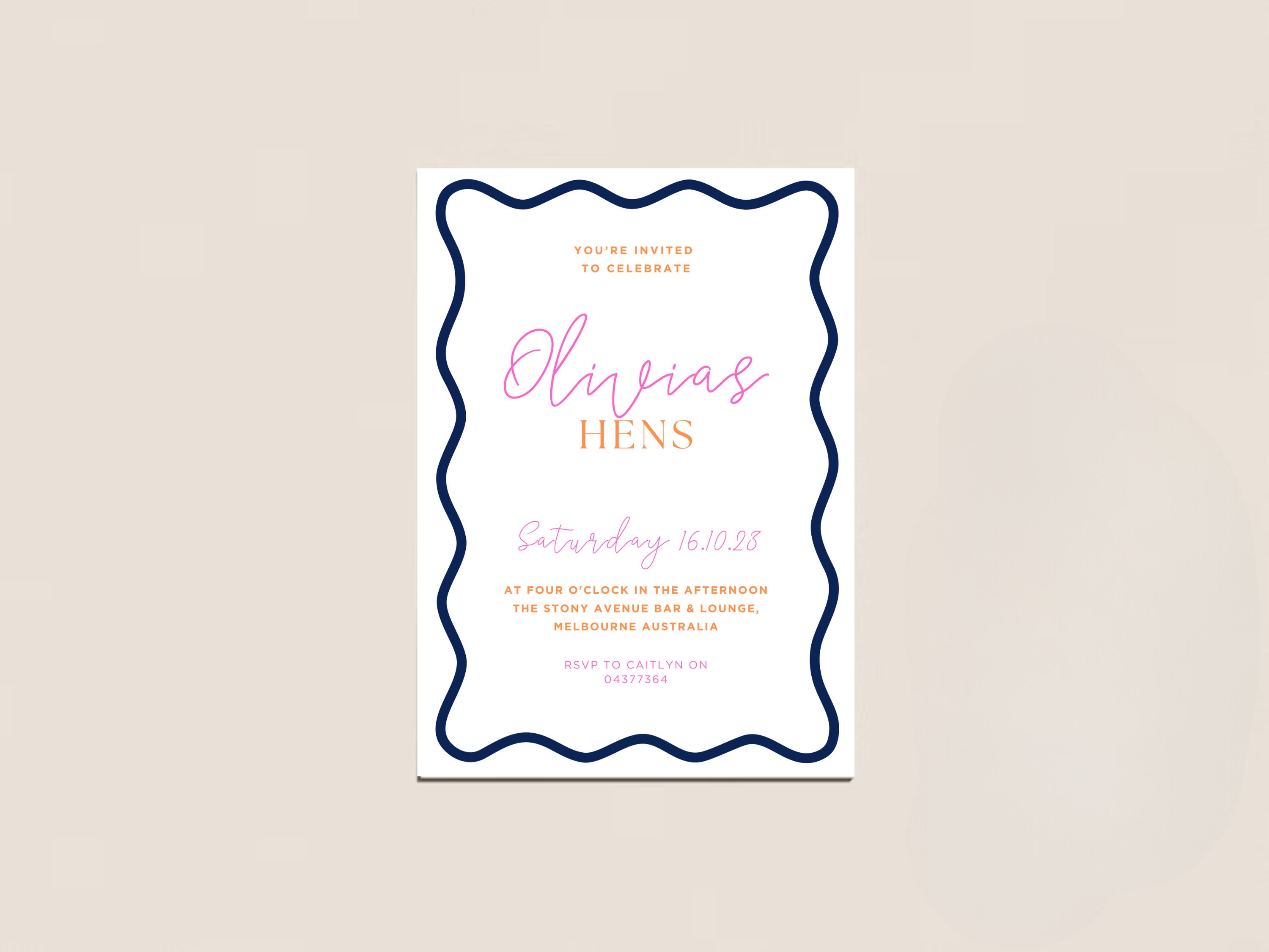Printable Hens Party Invite | Wavy Border Bachelorette Party Invite ...