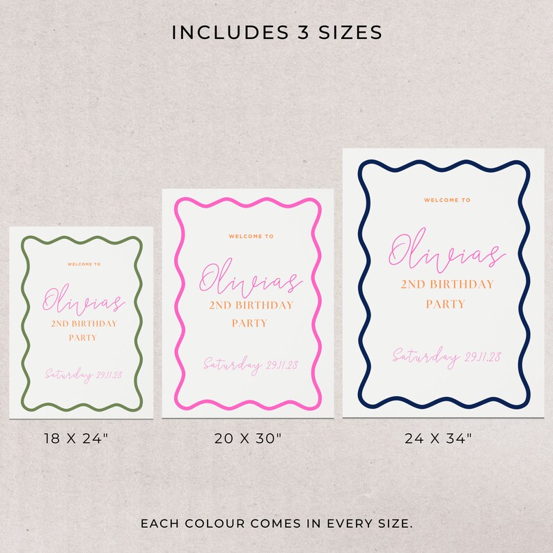 Printable Welcome Sign Template, Wavy Border Welcome Sign, Baby Shower ...