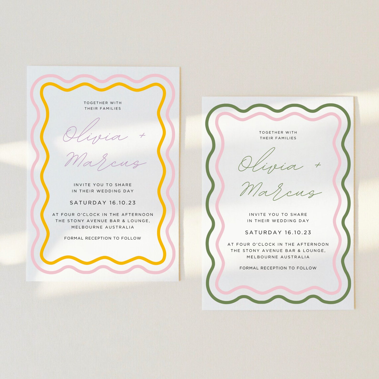 Wavy Border Invites | Squiggle Engagement Invite | Eucalyptus Wedding ...
