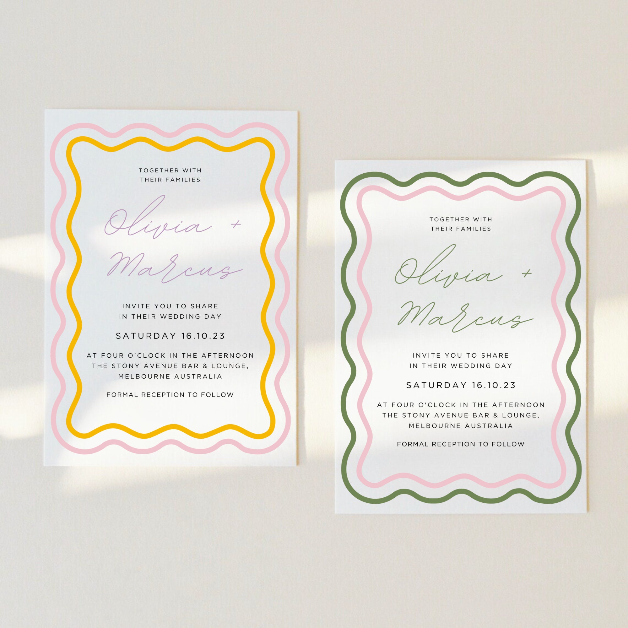 Wavy Border Invites | Squiggle Engagement Invite | Eucalyptus Wedding ...