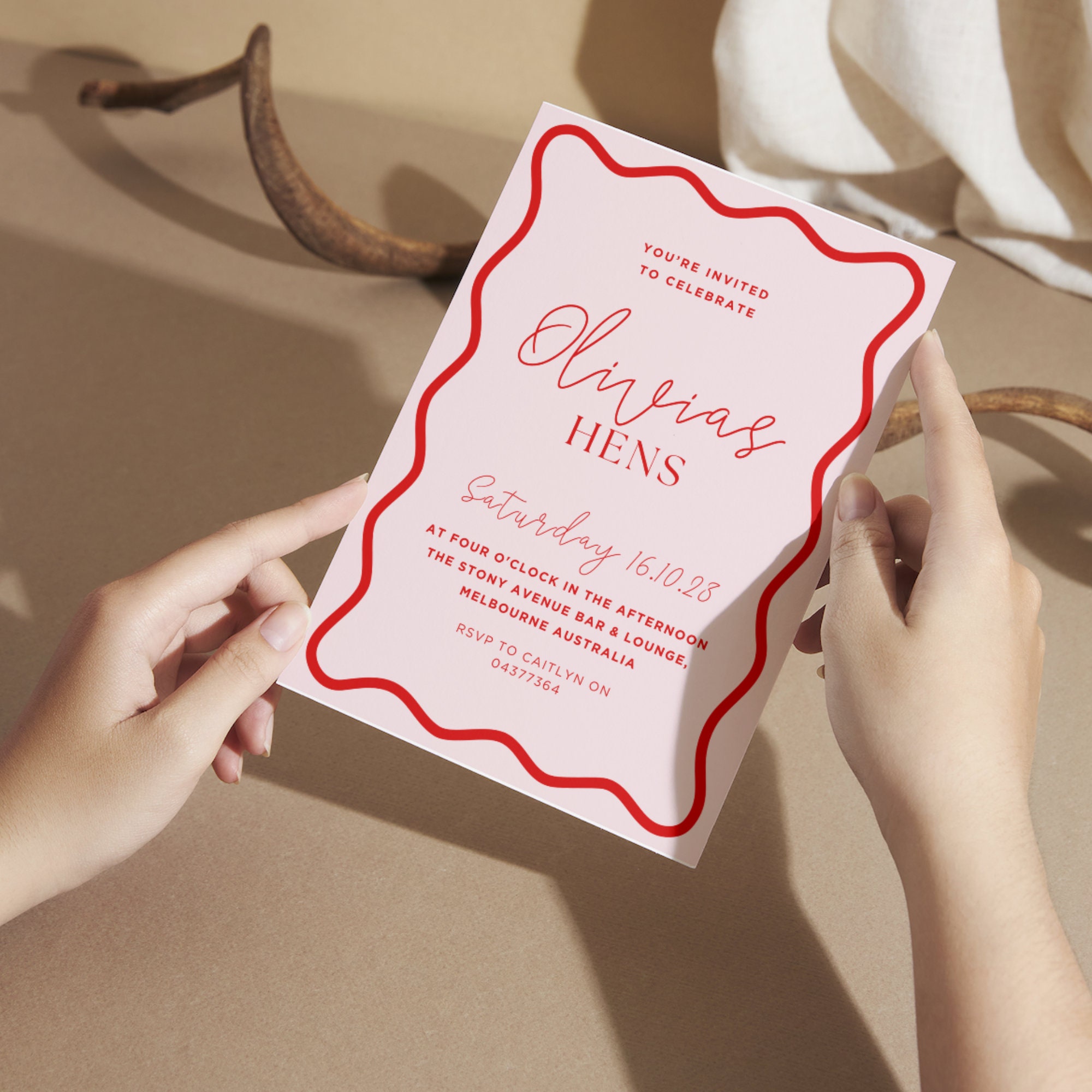 Hens Invite Template | Wavy Invite | Wavy Border Bachelorette Party ...