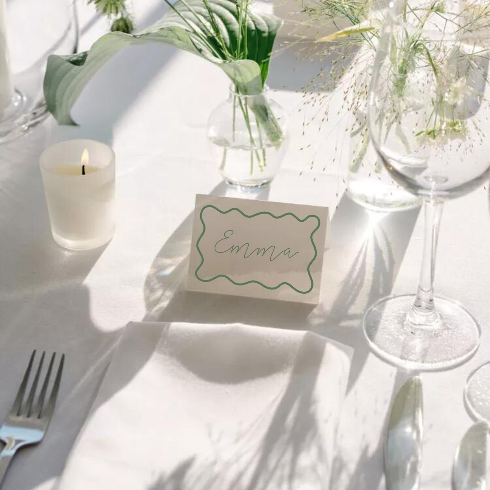 Wavy Name Cards | Wavy Border Place Cards | Curvey Place Cards ...