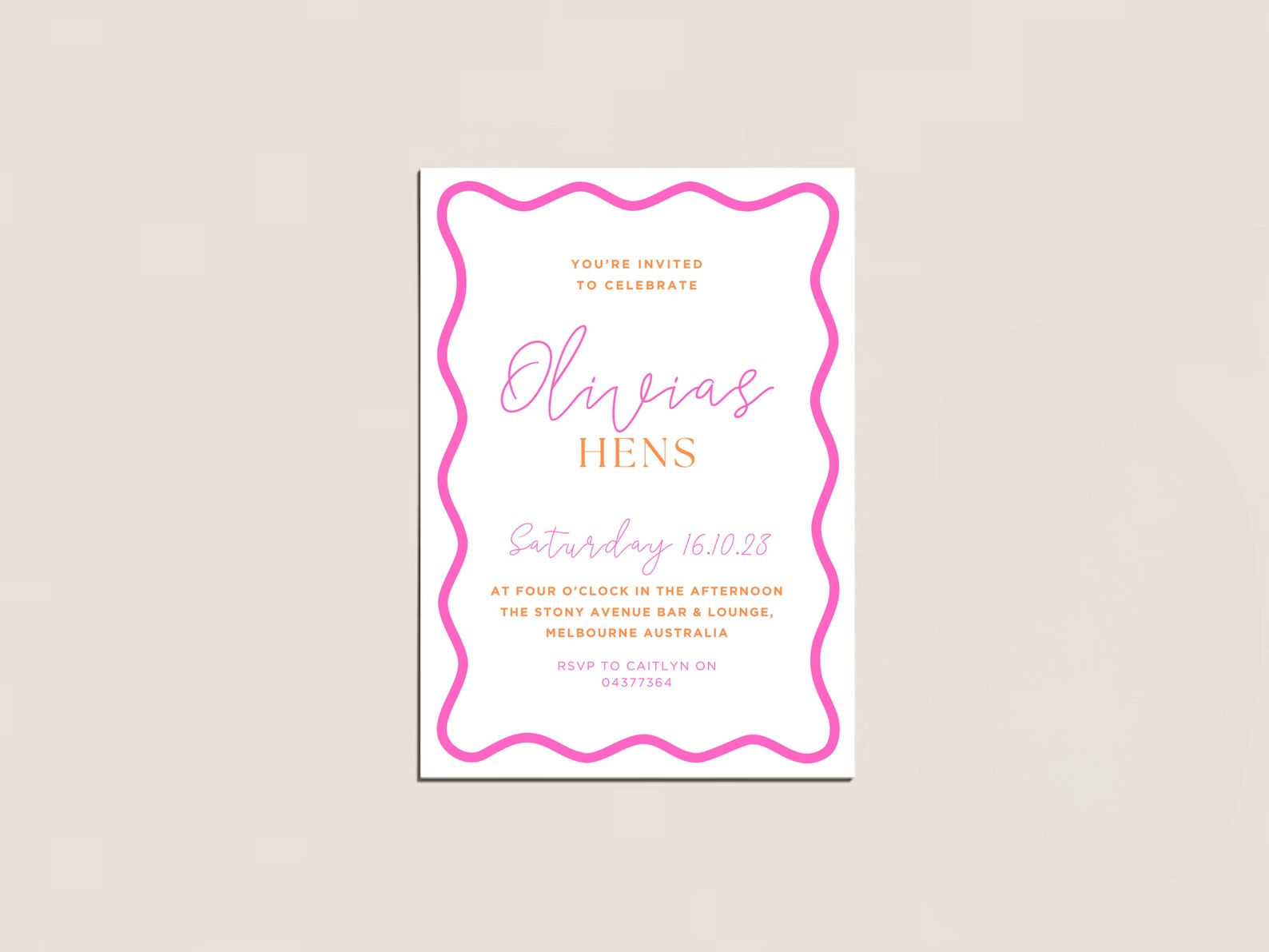 Printable Hens Party Invite | Wavy Border Bachelorette Party Invite ...