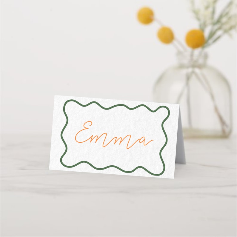 Wavy Name Cards Wavy Border Place Cards Place Cards Name Only Squiggle ...