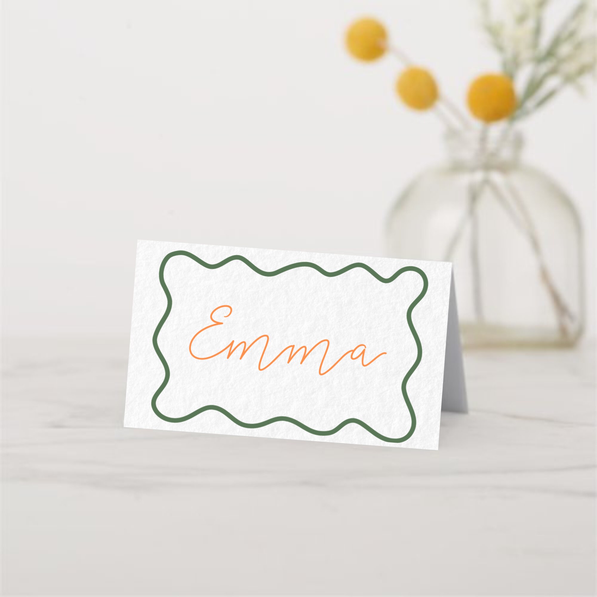 Wavy Name Cards Wavy Border Place Cards Place Cards Name Only Squiggle Place Cards Colourful ...