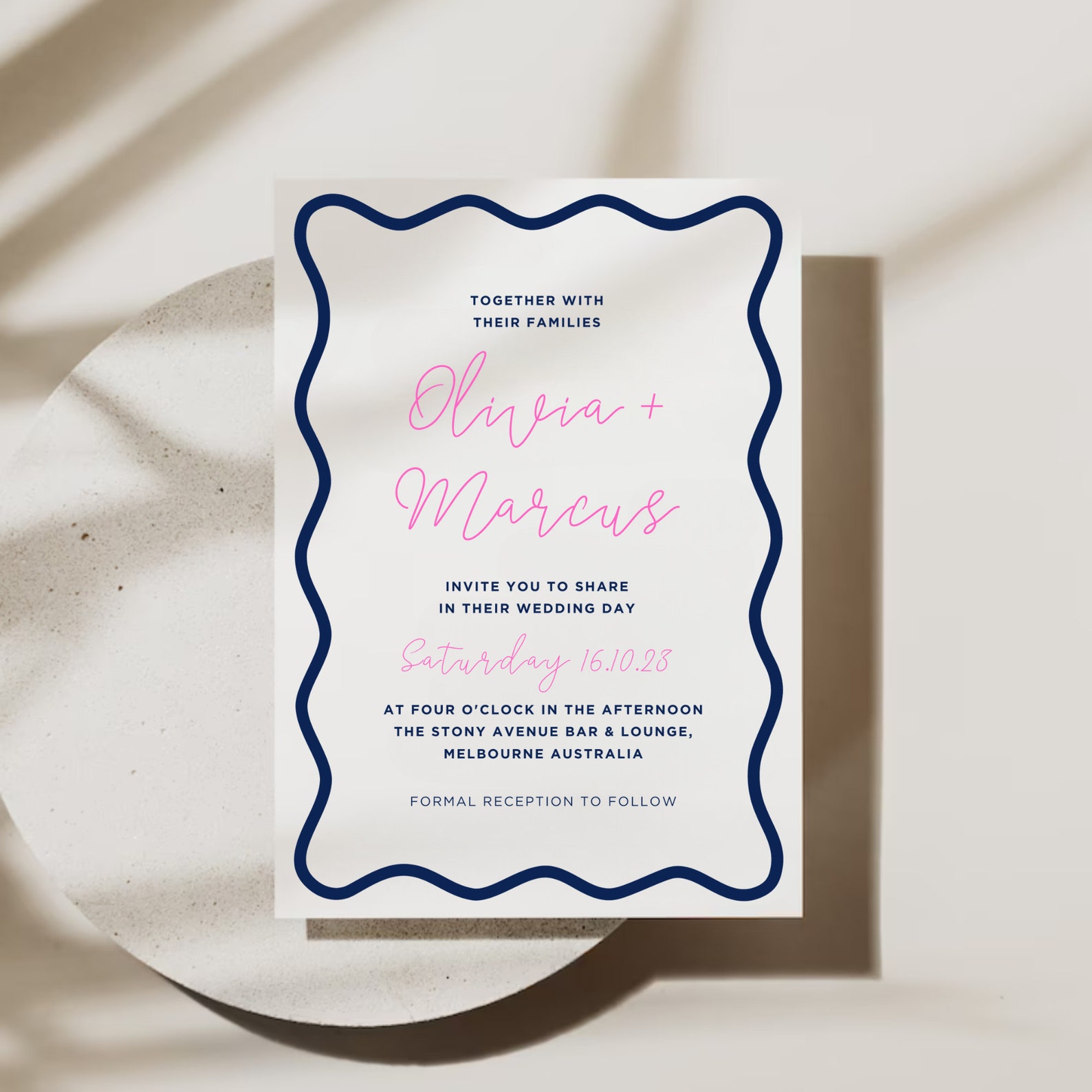 Squiggle Wedding Invite | Wavy Border Invites | Squiggle Engagement ...