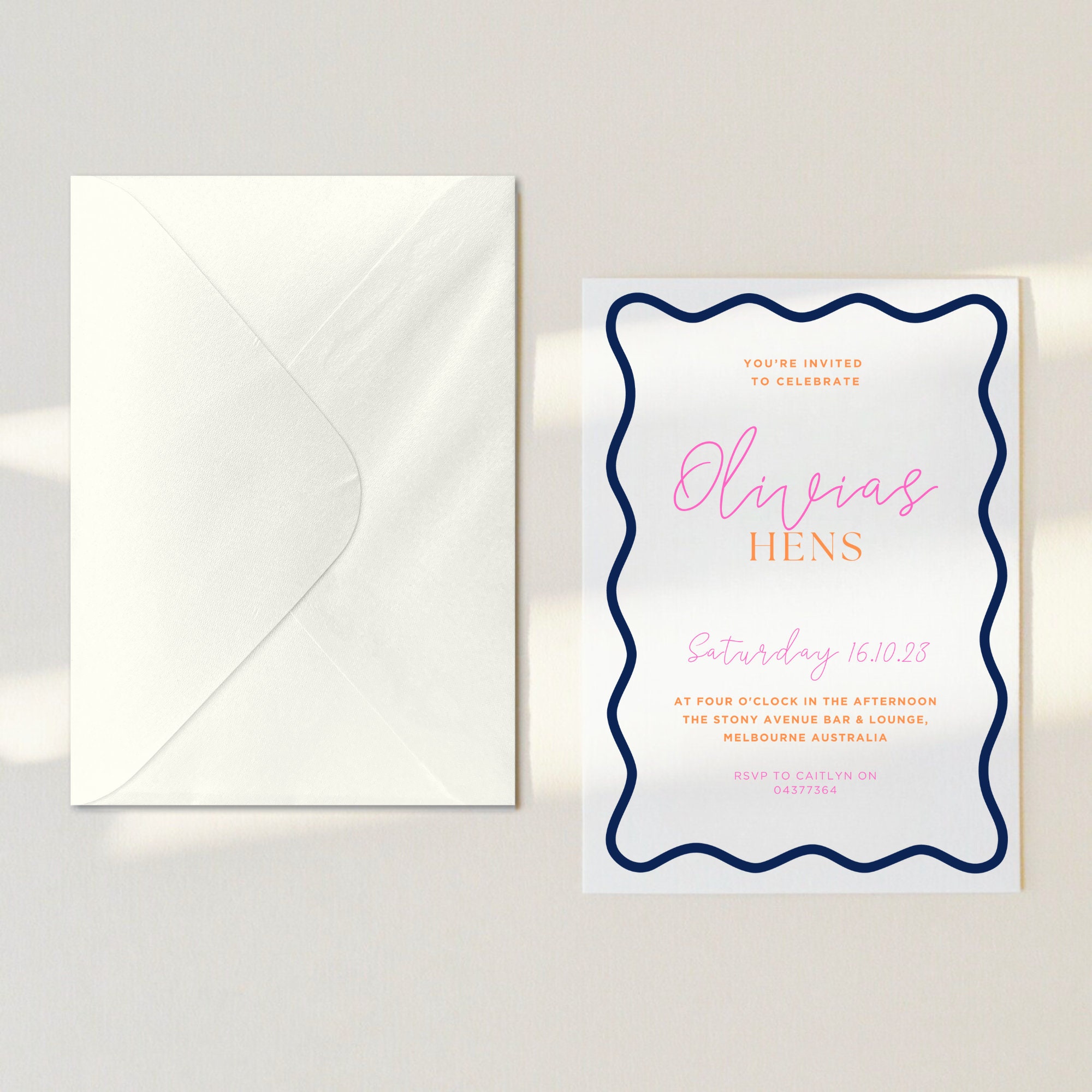 Wavy Border Bachelorette Party Invite | Hens Wavy Border | Hen Night ...