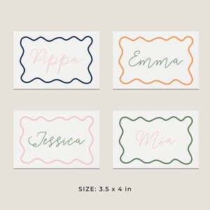 Wavy Name Cards | Wavy Border Place Cards | Curvey Place Cards ...