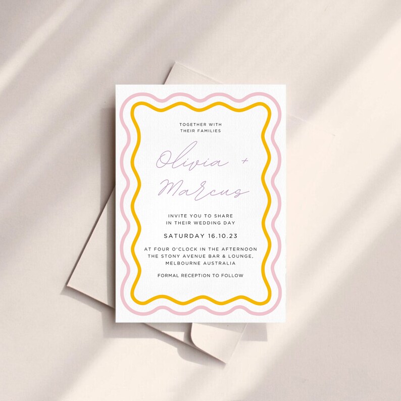 Wavy Border Invites | Squiggle Engagement Invite | Eucalyptus Wedding ...