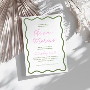 Squiggle Wedding Invite | Wavy Border Invites | Squiggle Engagement ...