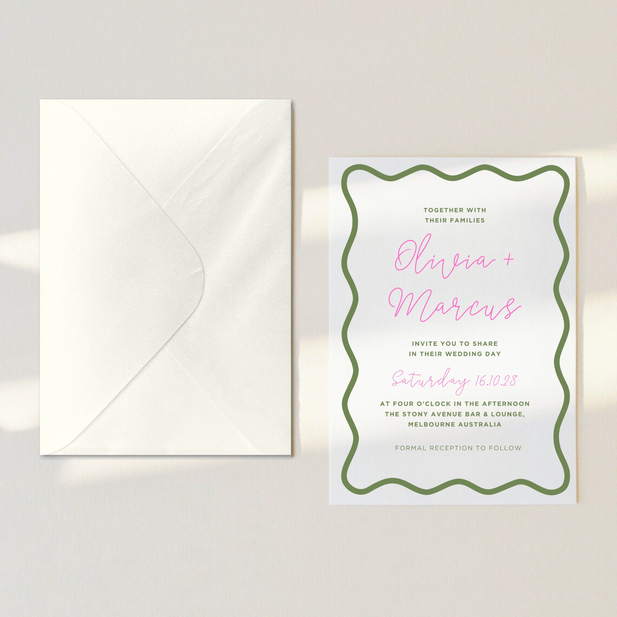 Squiggle Wedding Invite Wavy Border Invites Squiggle - Etsy