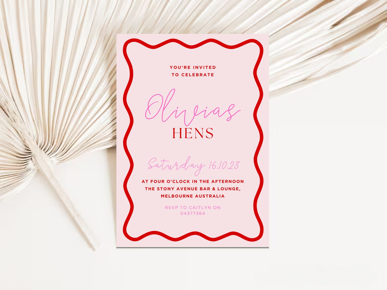 Hens Invite Template | Wavy Invite | Wavy Border Bachelorette Party ...