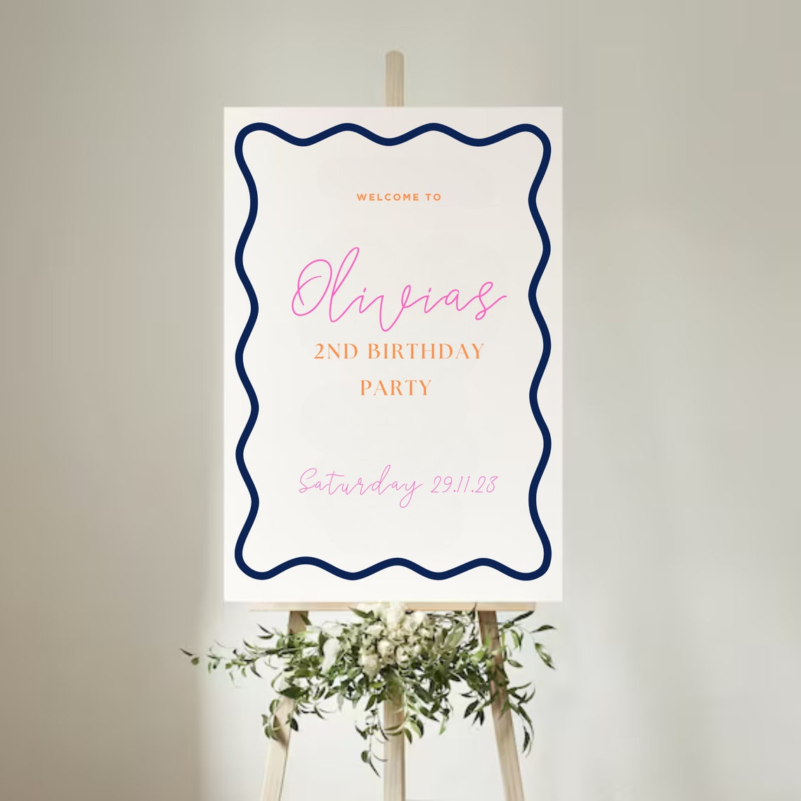 Printable Welcome Sign Template, Wavy Border Welcome Sign, Baby Shower ...