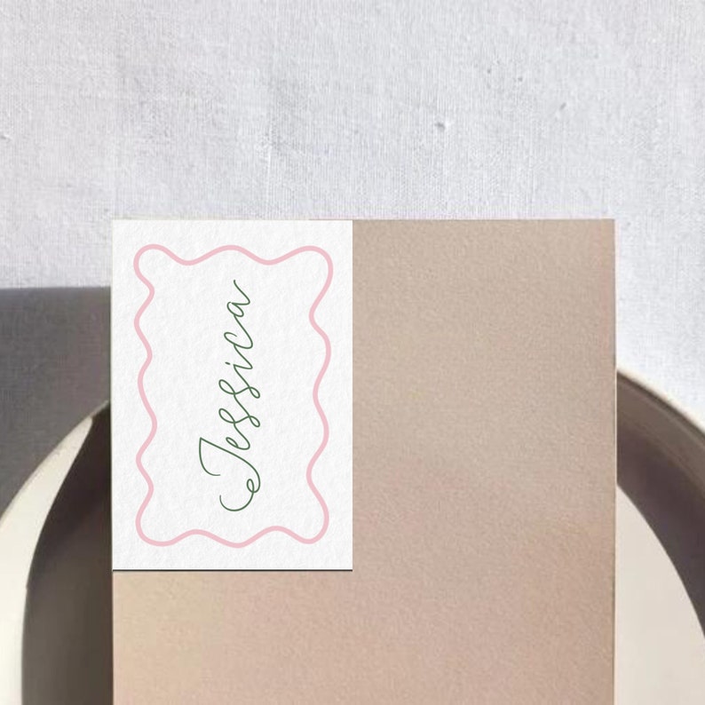 Wavy Name Cards | Wavy Border Place Cards | Curvey Place Cards ...