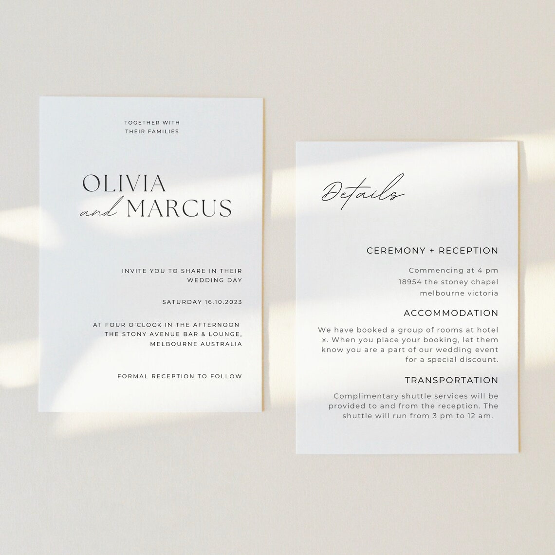 Minimalist Wedding Invite Set Wedding Invitation Set With QR Code ...