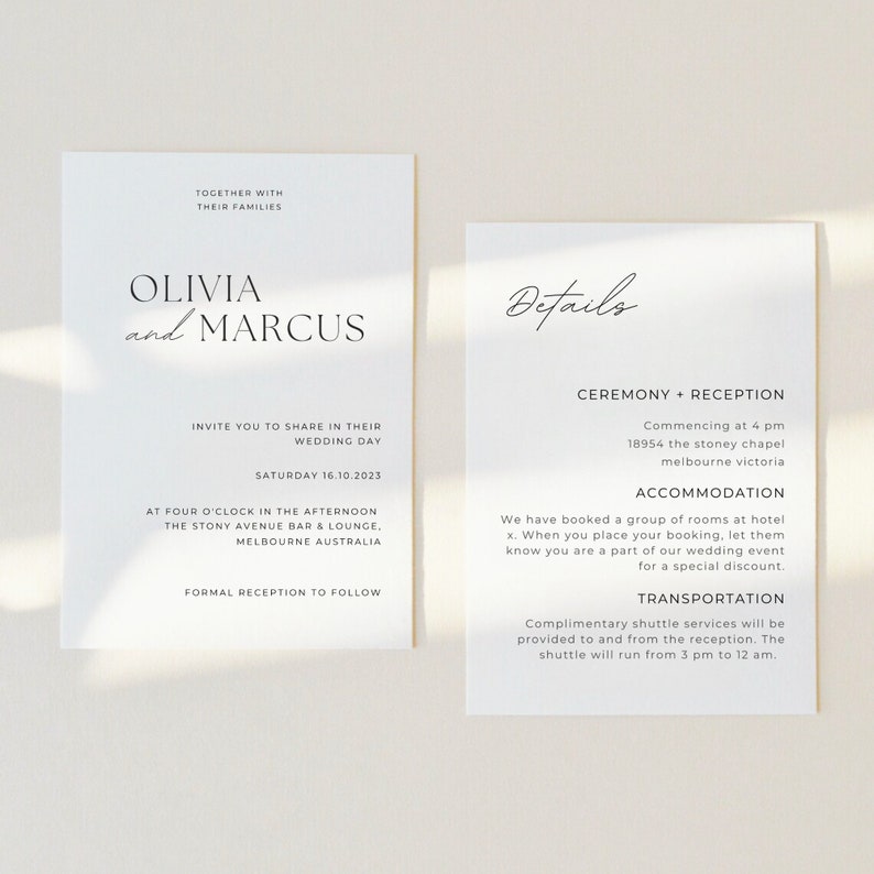 Minimalist Wedding Invite Set Wedding Invitation Set With QR Code ...