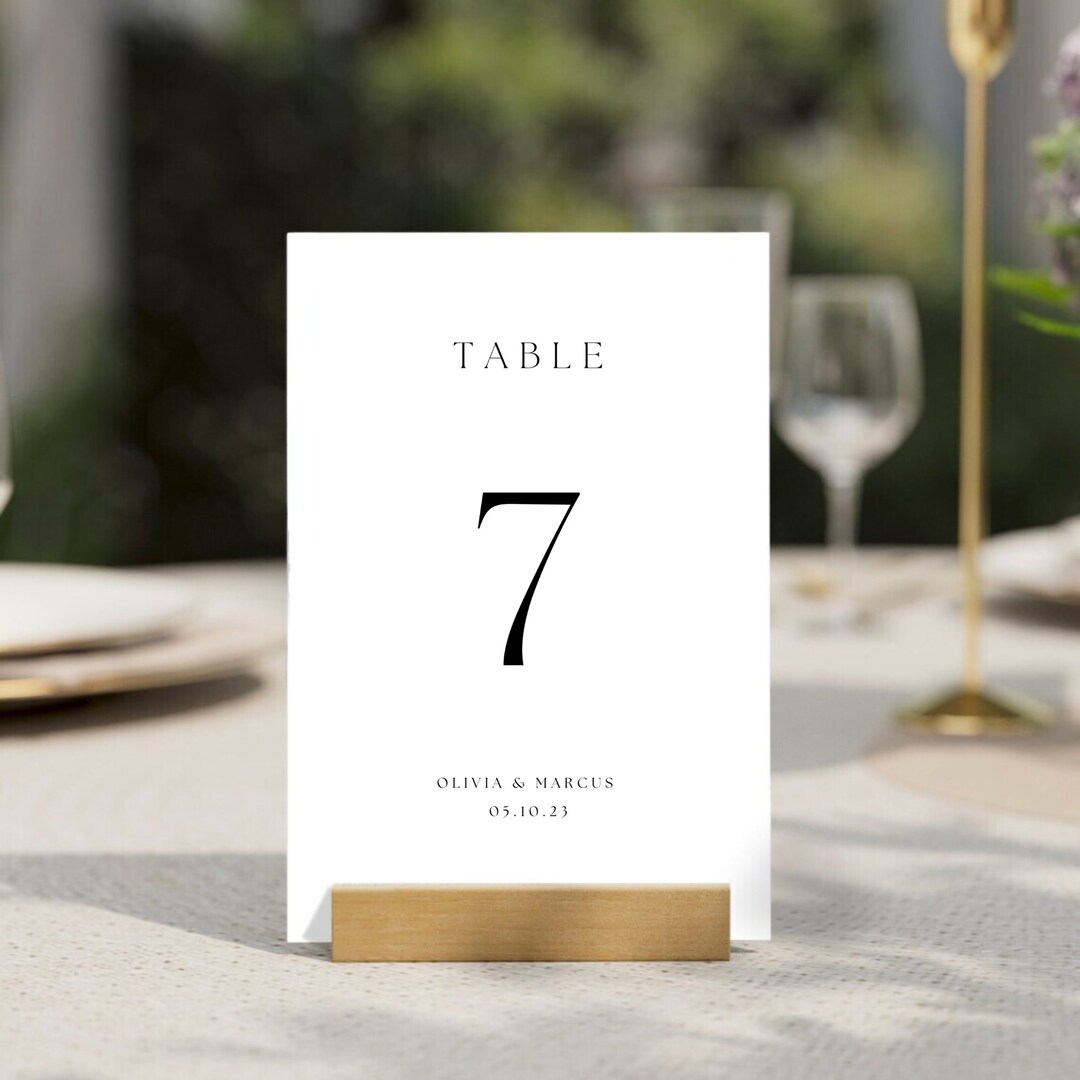 Minimalistic Wedding Table Number Sign | Simple Table Number Card ...
