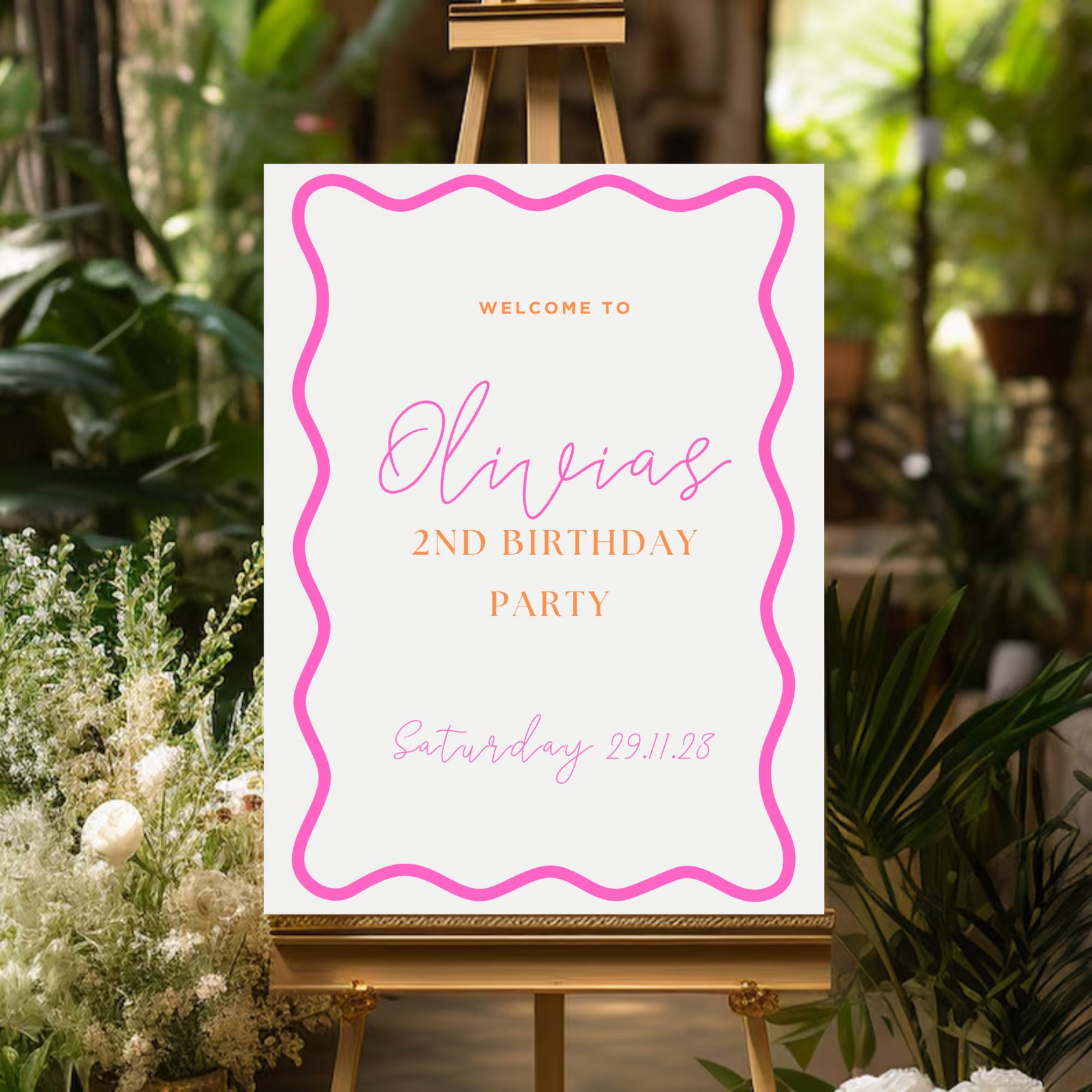 Printable Welcome Sign Template, Wavy Border Welcome Sign, Baby Shower ...