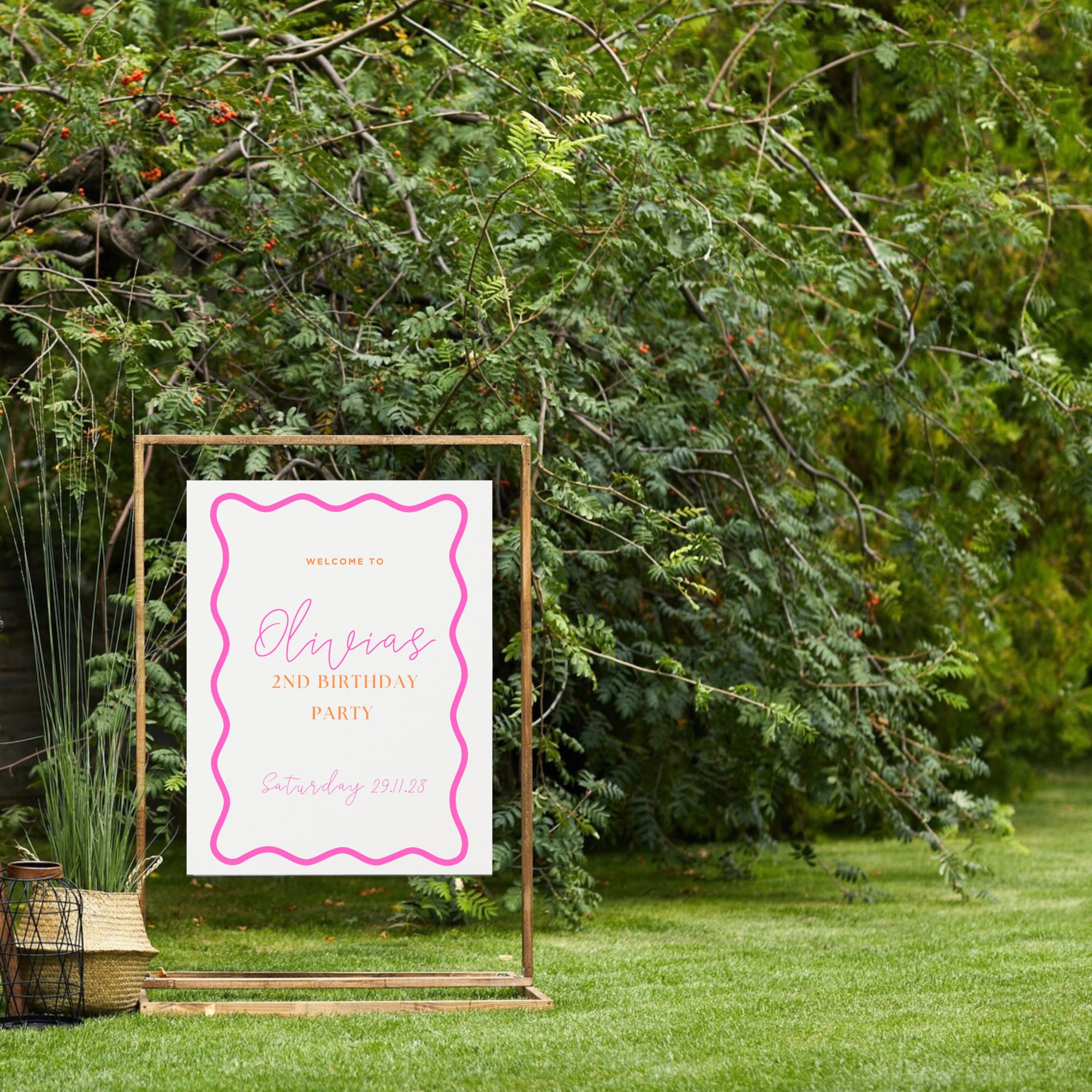 Printable Welcome Sign Template, Wavy Border Welcome Sign, Baby Shower ...