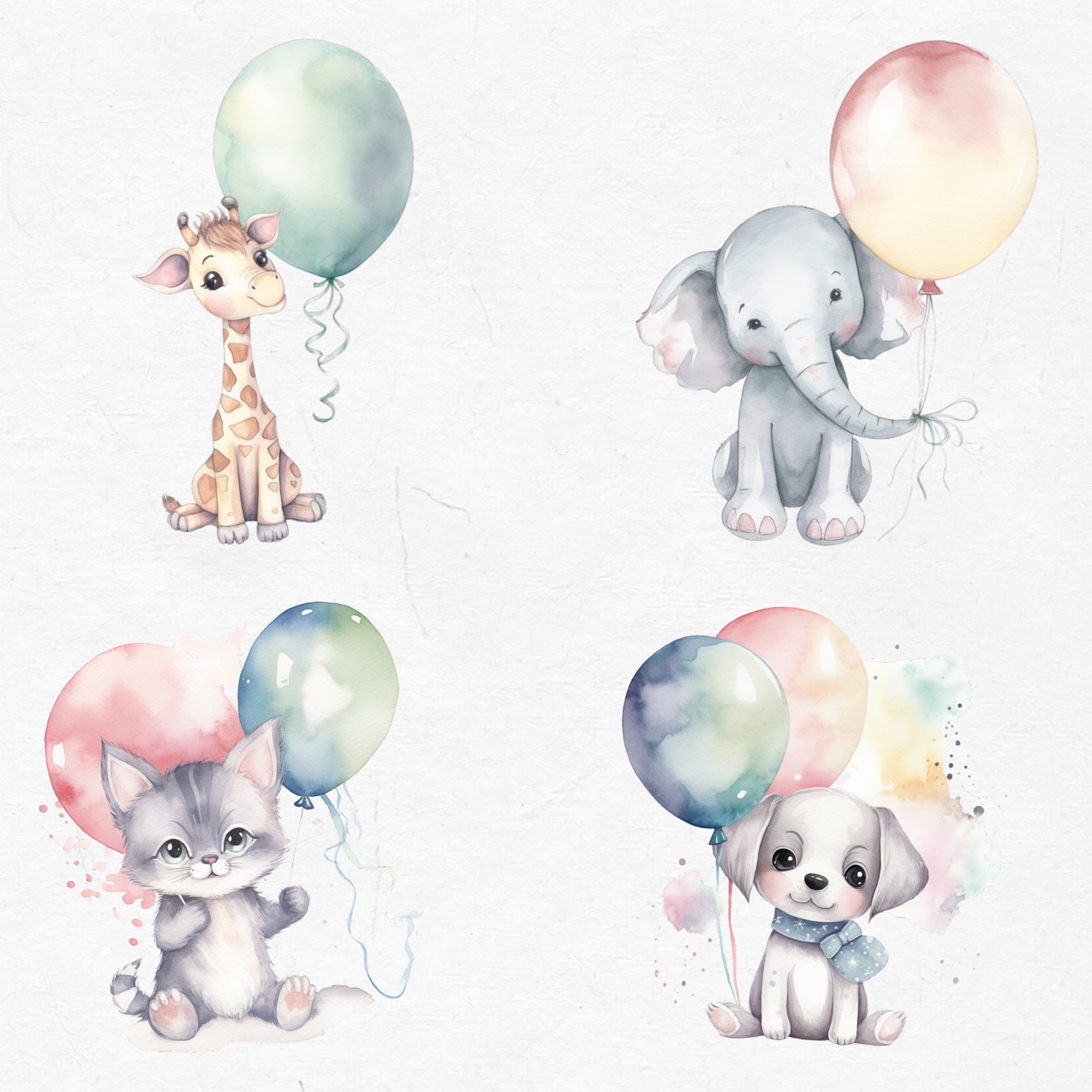 Party Animal Clipart 15 PNG & SVG, Watercolor Clipart, Baby Animals ...