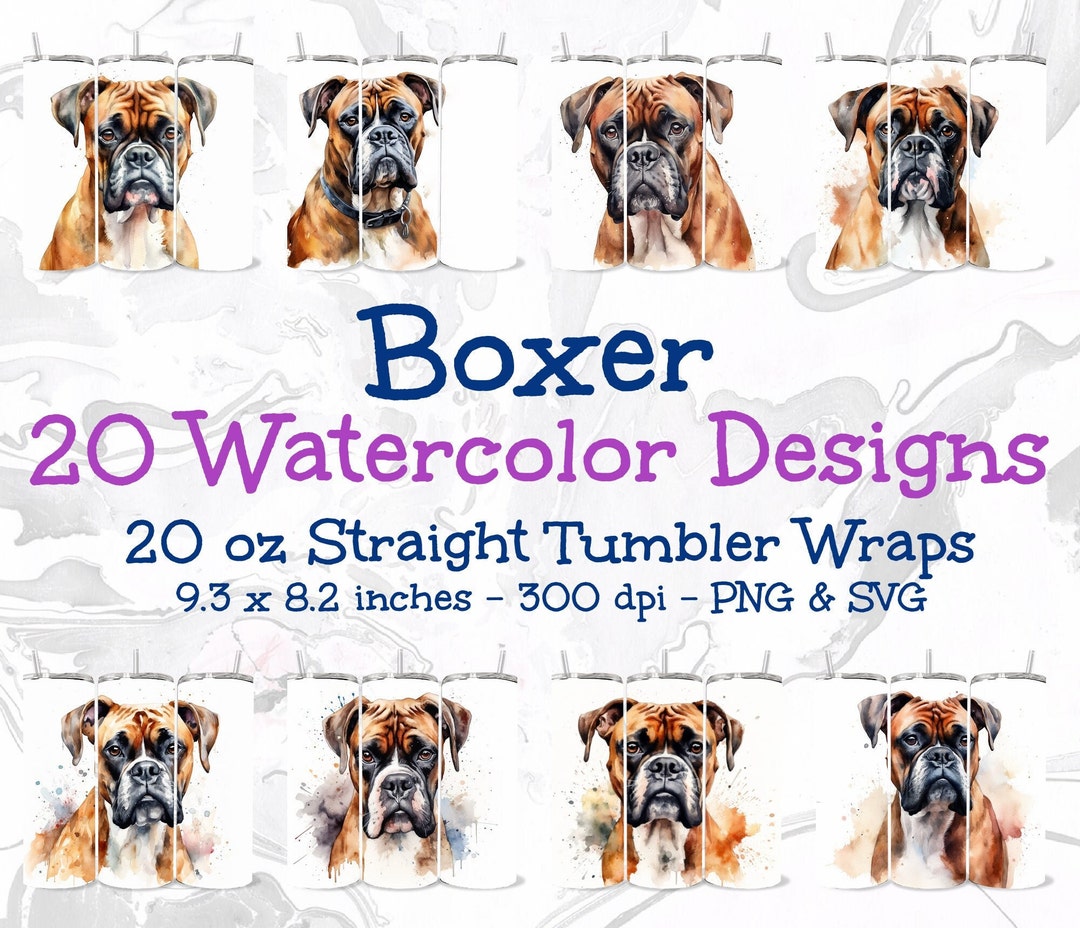Boxer Tumbler Wrap Bundle, PNG & SVG Sublimation Designs, 20 Oz ...