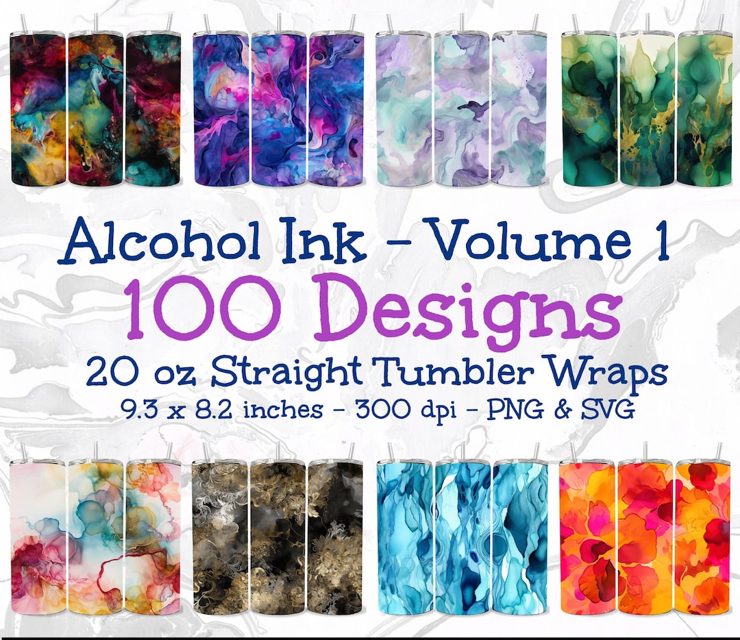 Alcohol Ink Tumbler Wrap Bundle, PNG & SVG Sublimation Designs, 20 Oz ...