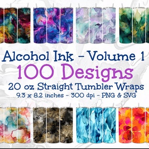 Alcohol Ink Tumbler Wrap Bundle, PNG & SVG Sublimation Designs, 20 Oz ...