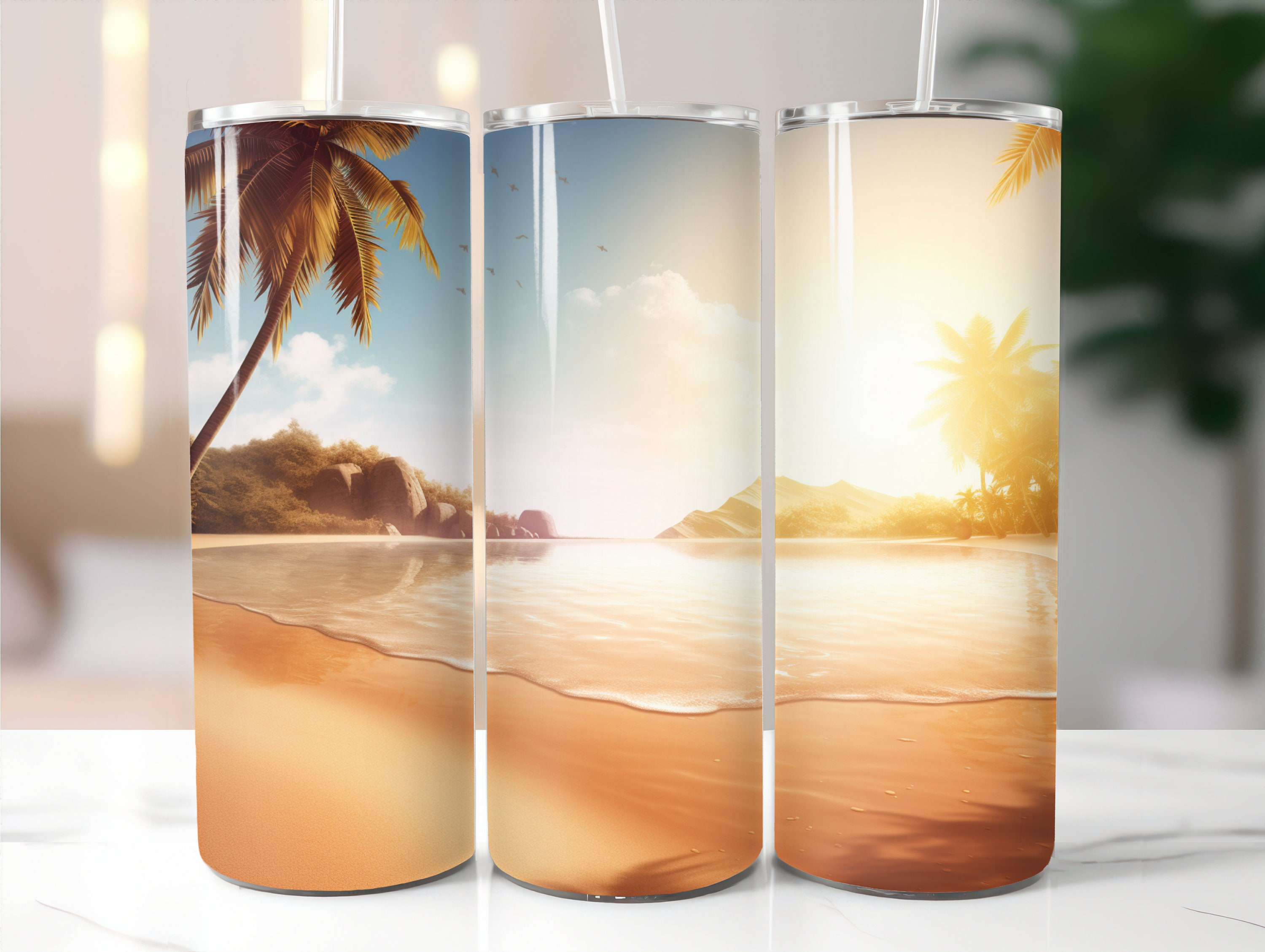 Beach Scene Tumbler Wrap PNG Sublimation Design SVG - Etsy