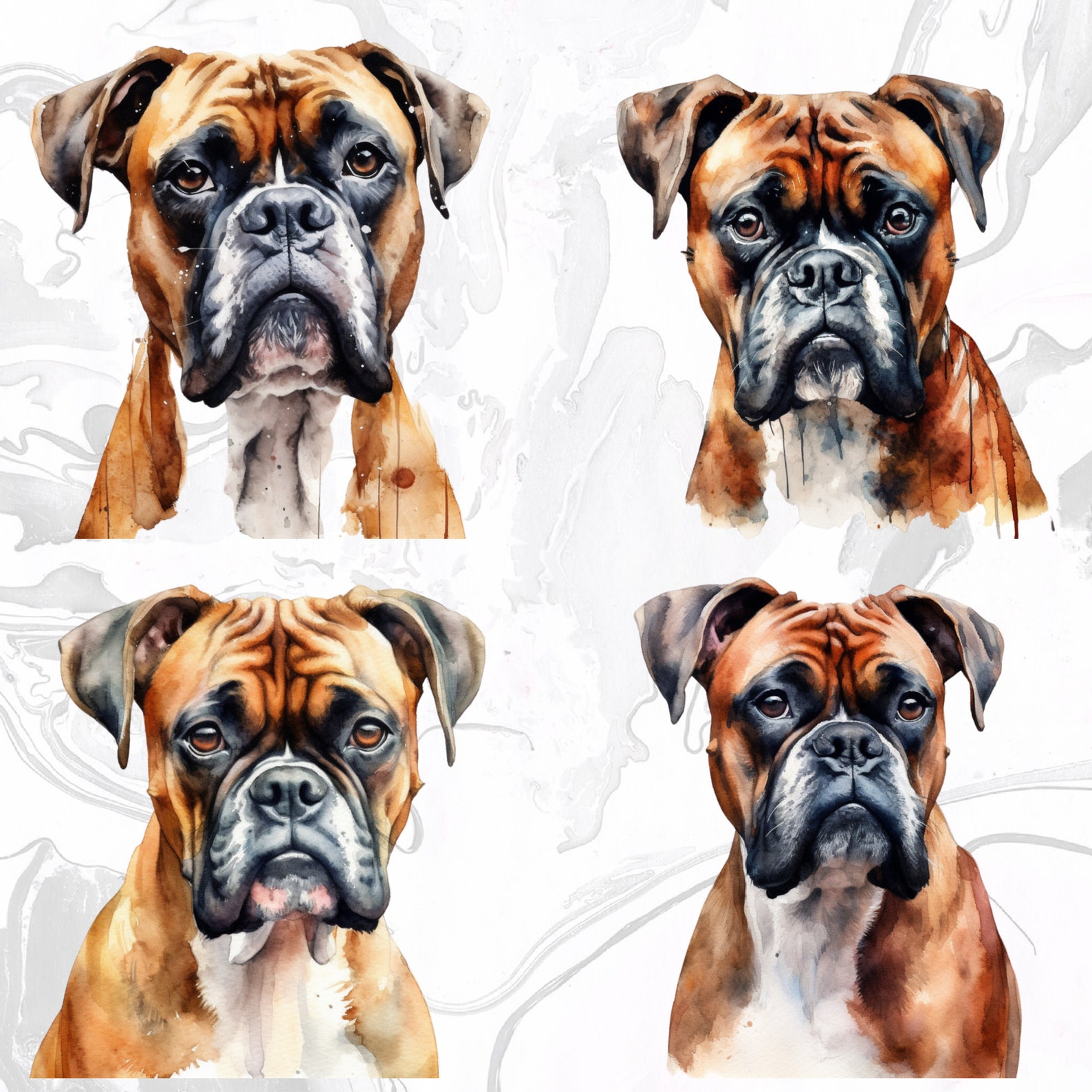 Boxer Watercolor Clipart Transparent Background, 20 PNG & SVG Clipart ...