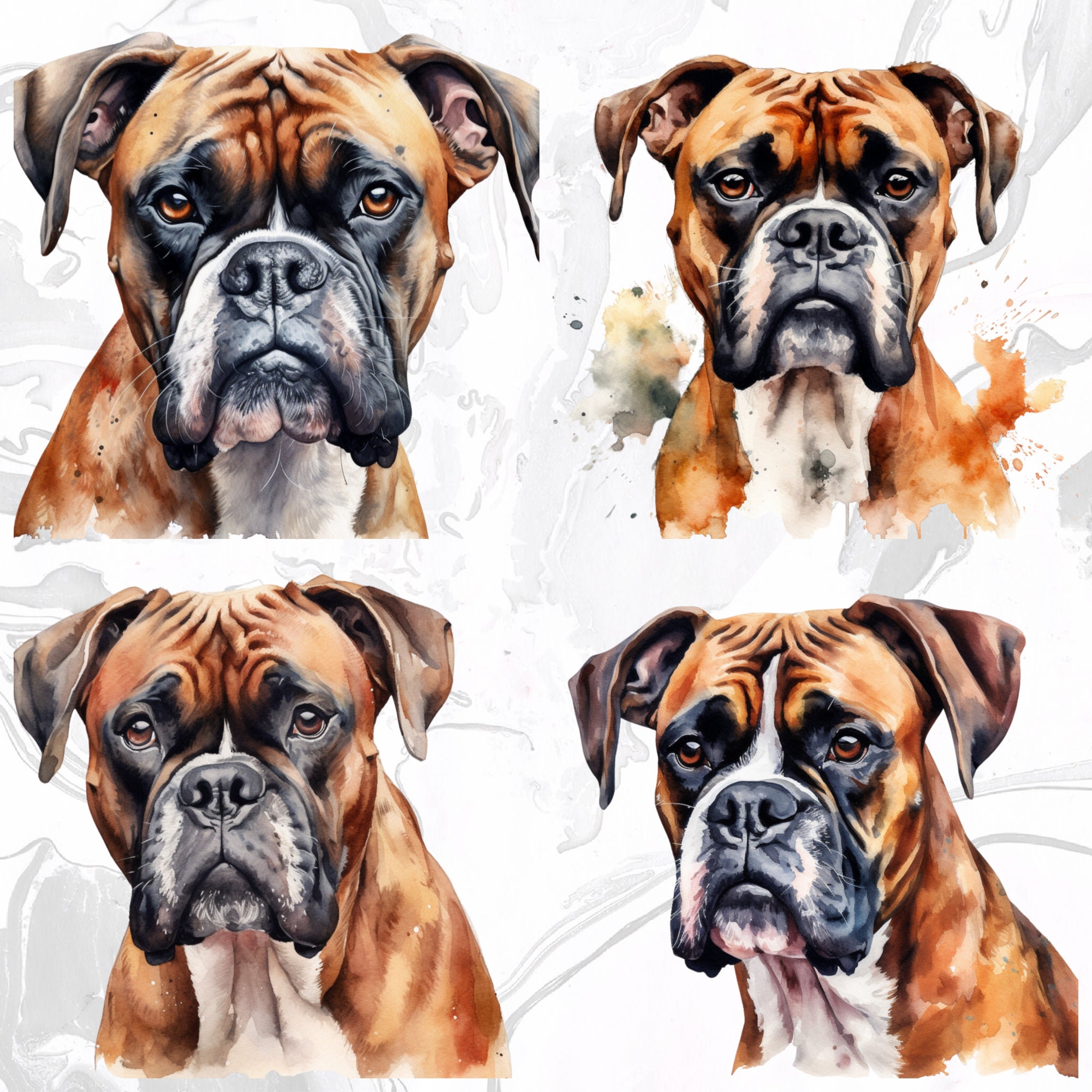 Boxer Watercolor Clipart Transparent Background, 20 PNG & SVG Clipart ...