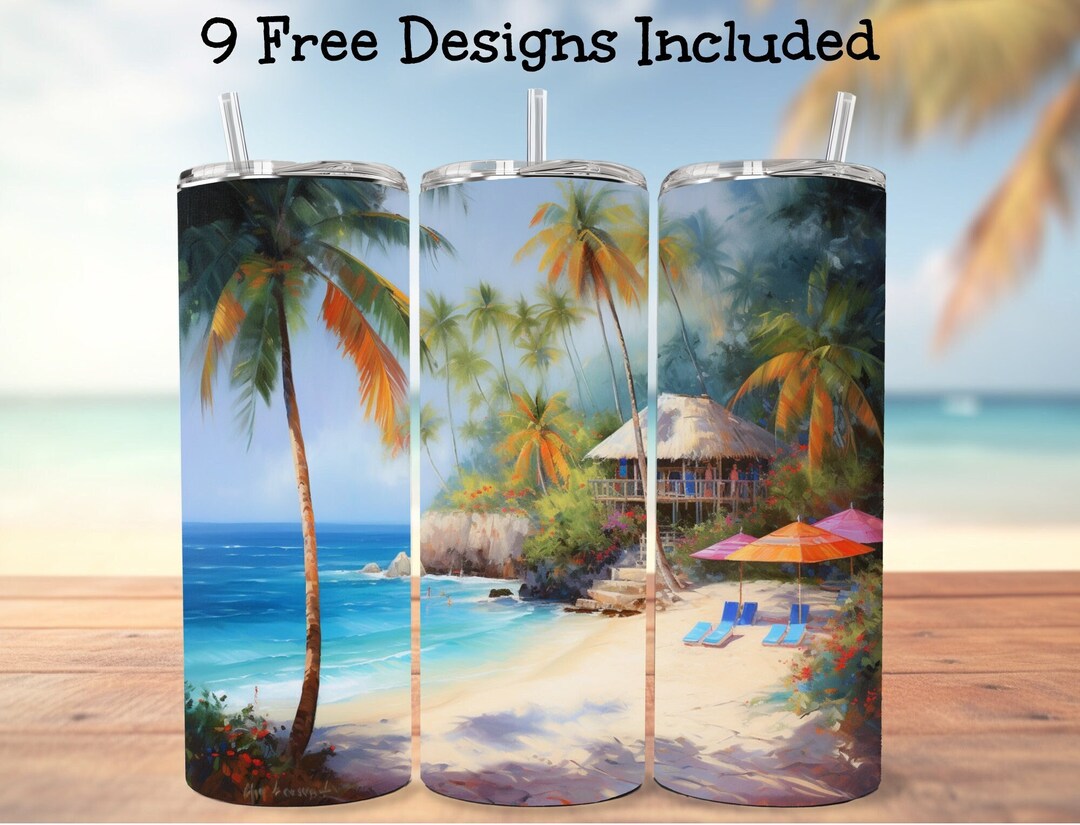 Beach Scene Tumbler Wrap, PNG Sublimation Design, SVG Sublimation ...