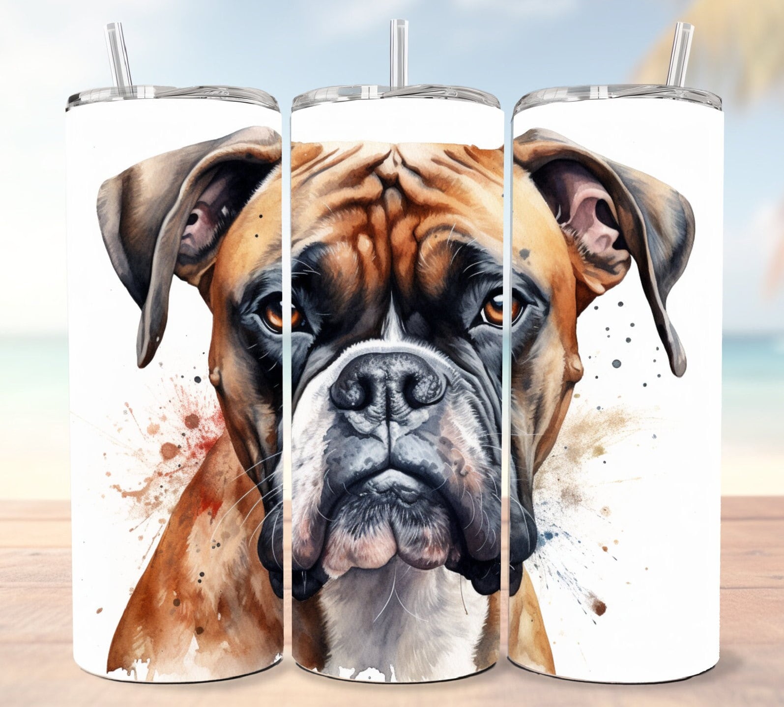 Boxer Watercolor Tumbler Wrap, PNG & SVG Sublimation Designs, 20 Oz ...