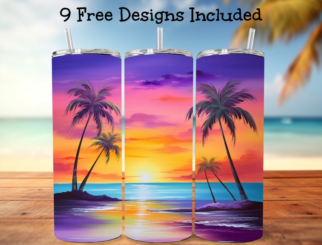 Beach Scene Tumbler Wrap PNG Sublimation Design SVG - Etsy