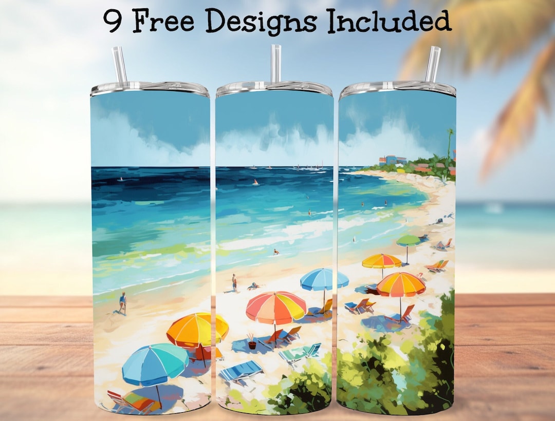 Beach Scene Tumbler Wrap PNG Sublimation Design SVG - Etsy