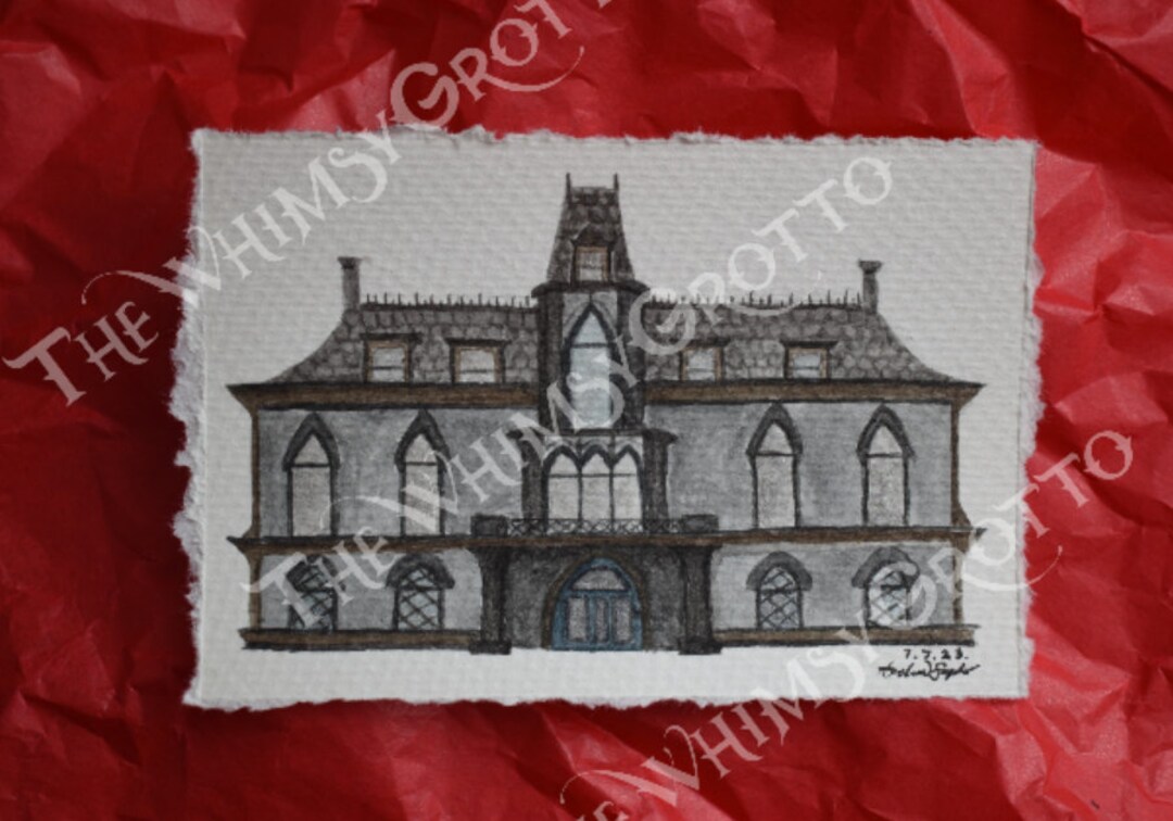 Watercolour Tiny House Original Painting 'ravenmore Manor' Gothic Witch ...