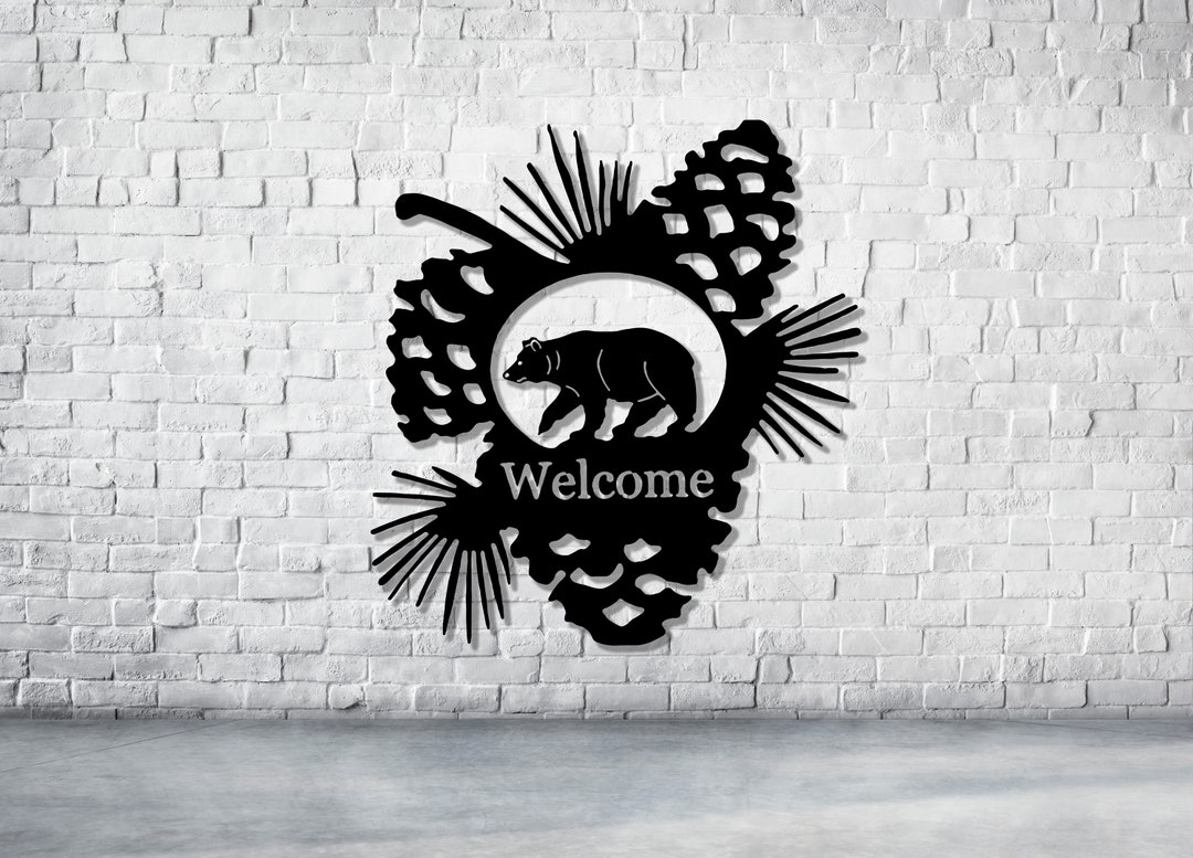 Welcome Sign DXF Bear Svg Animals Cut File Laser Dxf for - Etsy