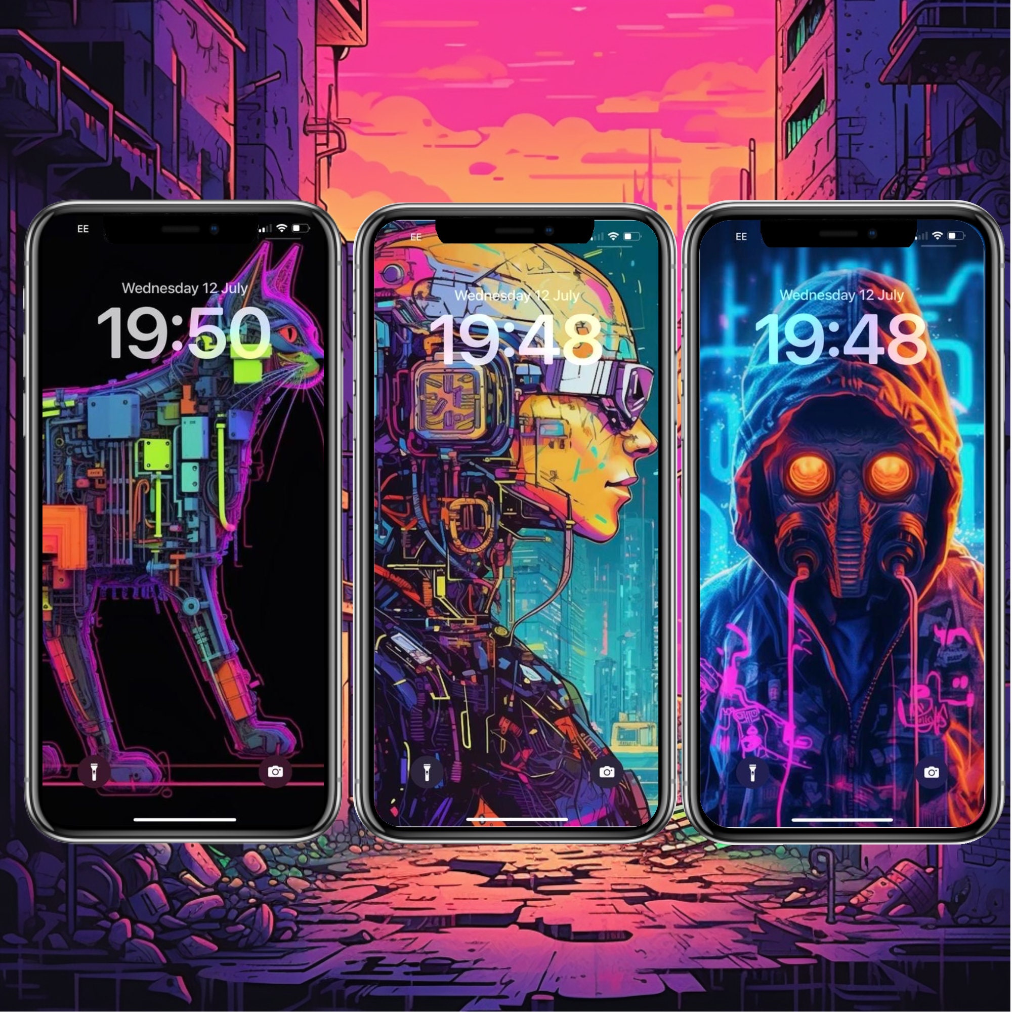 50 Cyberpunk Style Wallpapers Phone Lockscreen Novelty Phone - Etsy