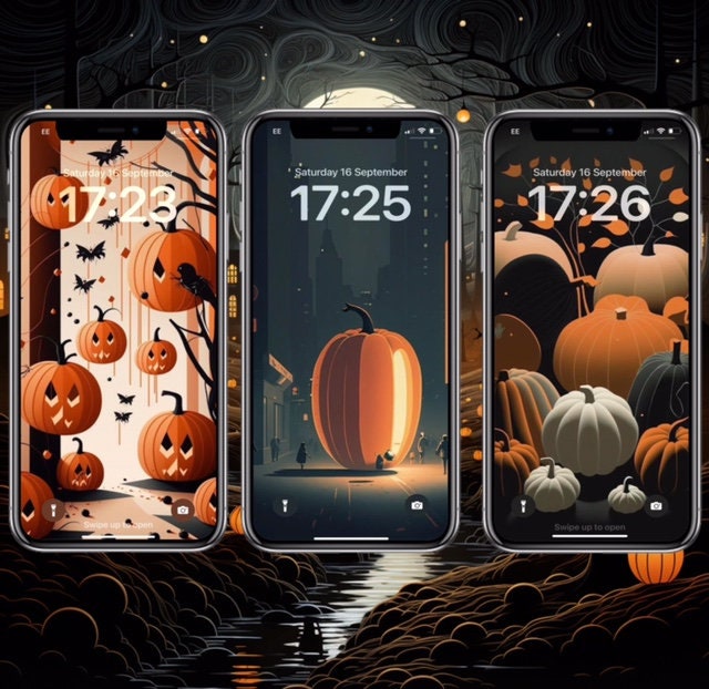 50 Halloween Wallpapers, iPhone Instant Download, Colourful Spooky ...