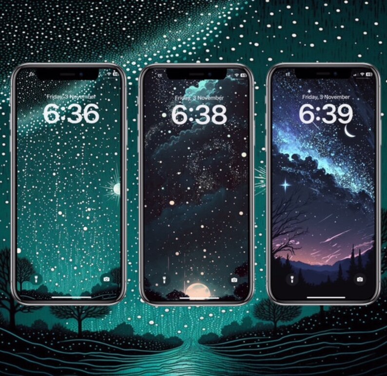 36 Night Sky Wallpapers, iPhone Instant Download, Starry Sky Art, Phone ...