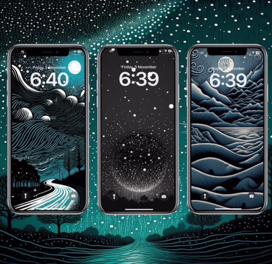 36 Night Sky Wallpapers, iPhone Instant Download, Starry Sky Art, Phone ...