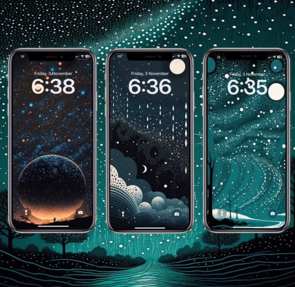 36 Night Sky Wallpapers, iPhone Instant Download, Starry Sky Art, Phone ...