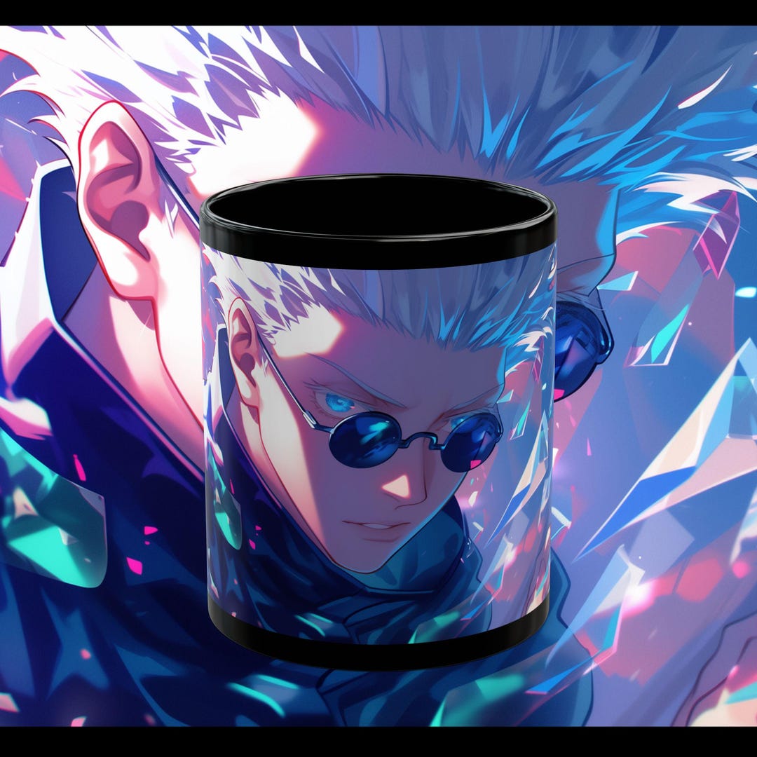 Anime Black Mug, Gojo Satoru Jujutsu Kaisen Coffee Cup, Bright Colors ...