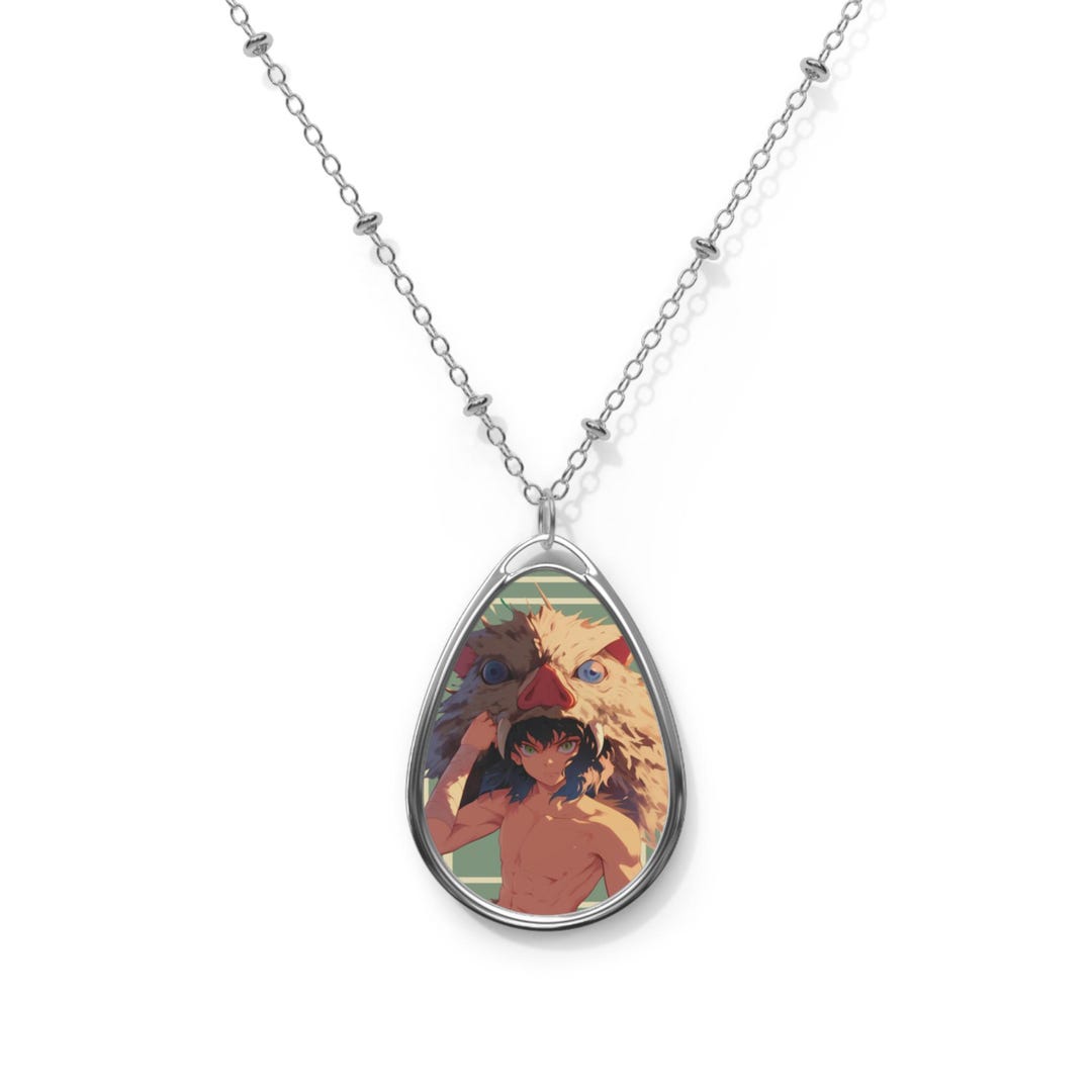 Anime Demon Slayer Oval Necklace Jewelry With Inosuke Design, Bright ...