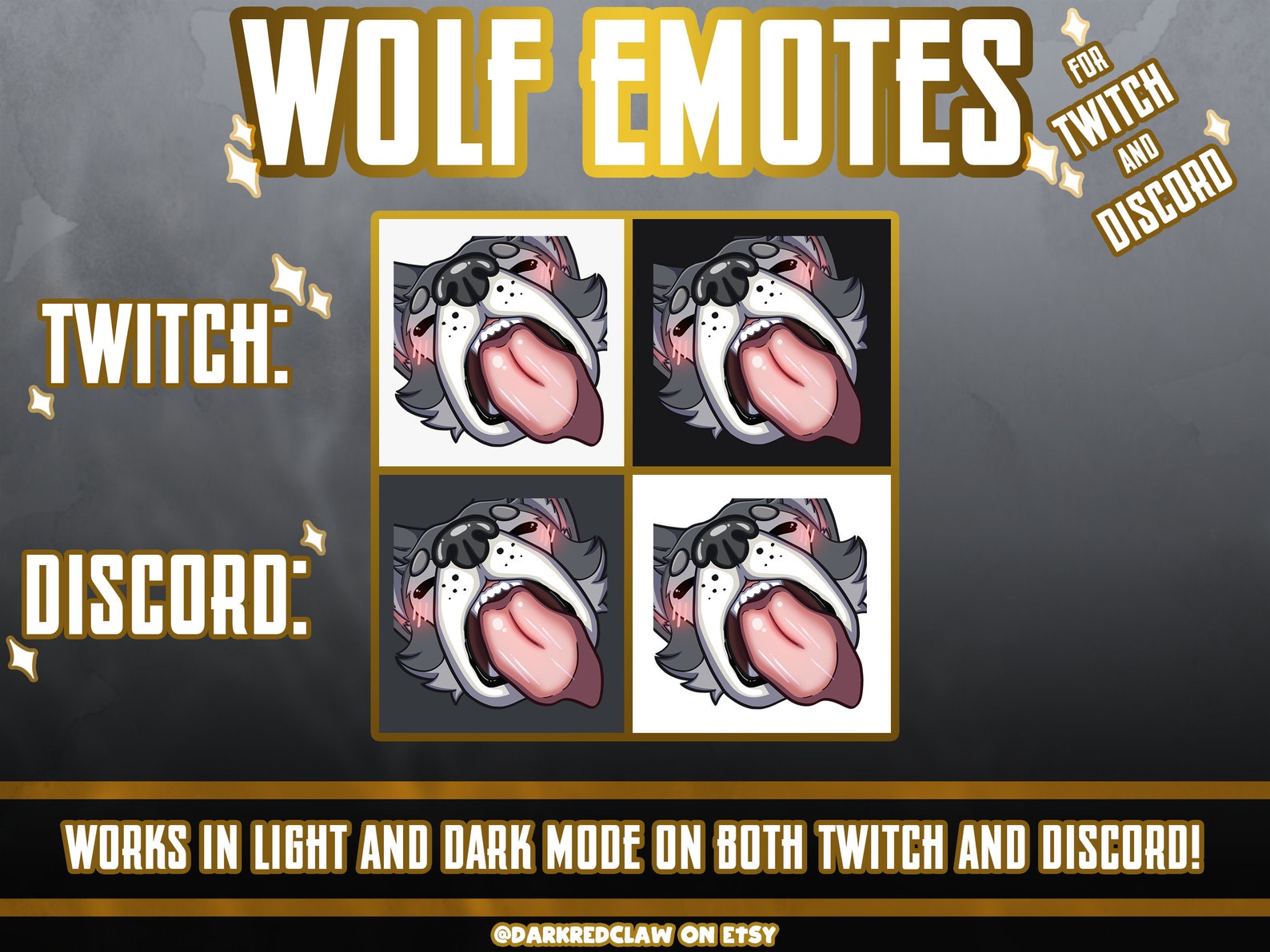 Grey Wolf Emotes Wolf Emote Pack 6 Static Emotes for Streamers, Twitch ...