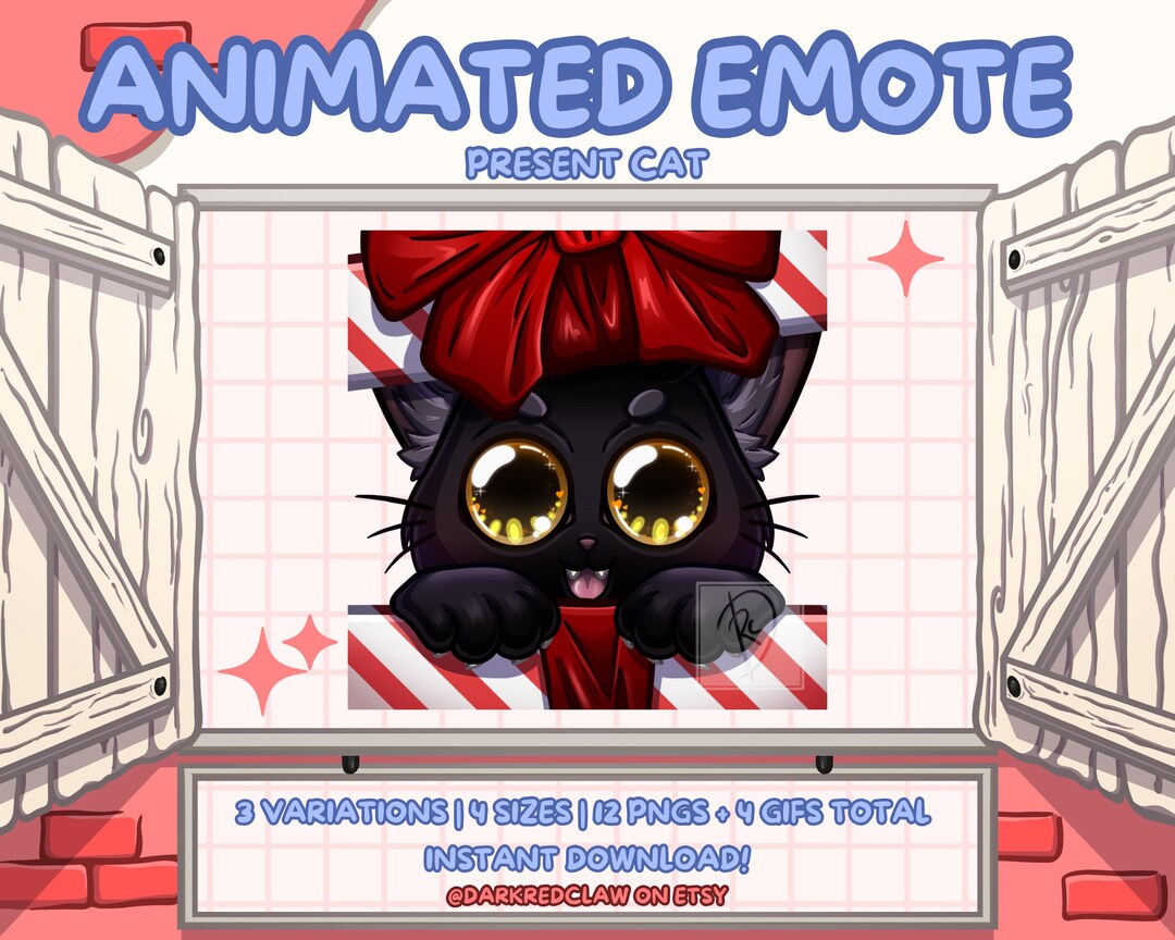 Present Cat Lurk Emote - Black Cat | Static and Animated Emote for ...