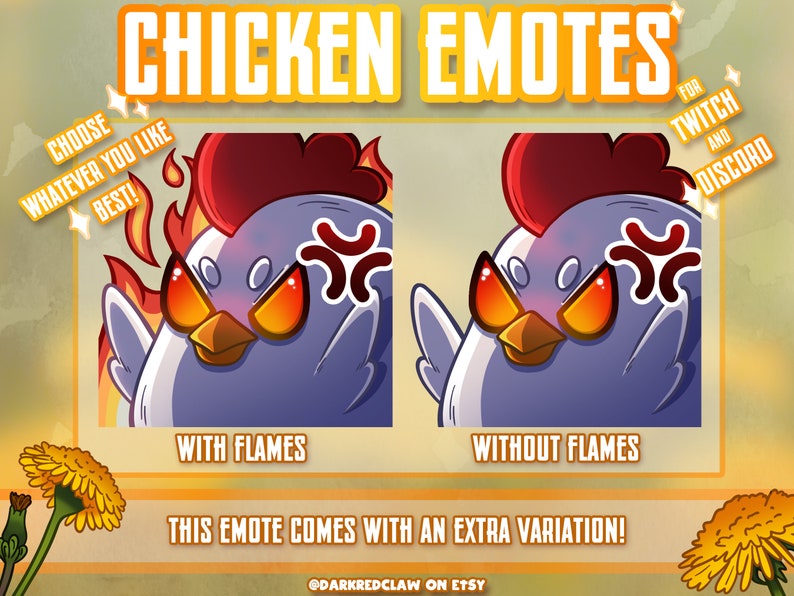Chicken Emote Pack 6 Static Chicken Emotes for Streamers, Twitch and ...