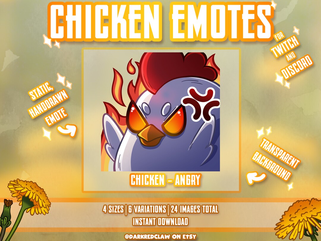 Chicken Emote Angry Static Chicken Emote for Streamers, Twitch and ...