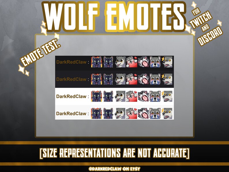 Grey Wolf Emotes Wolf Emote Pack 6 Static Emotes for Streamers, Twitch ...