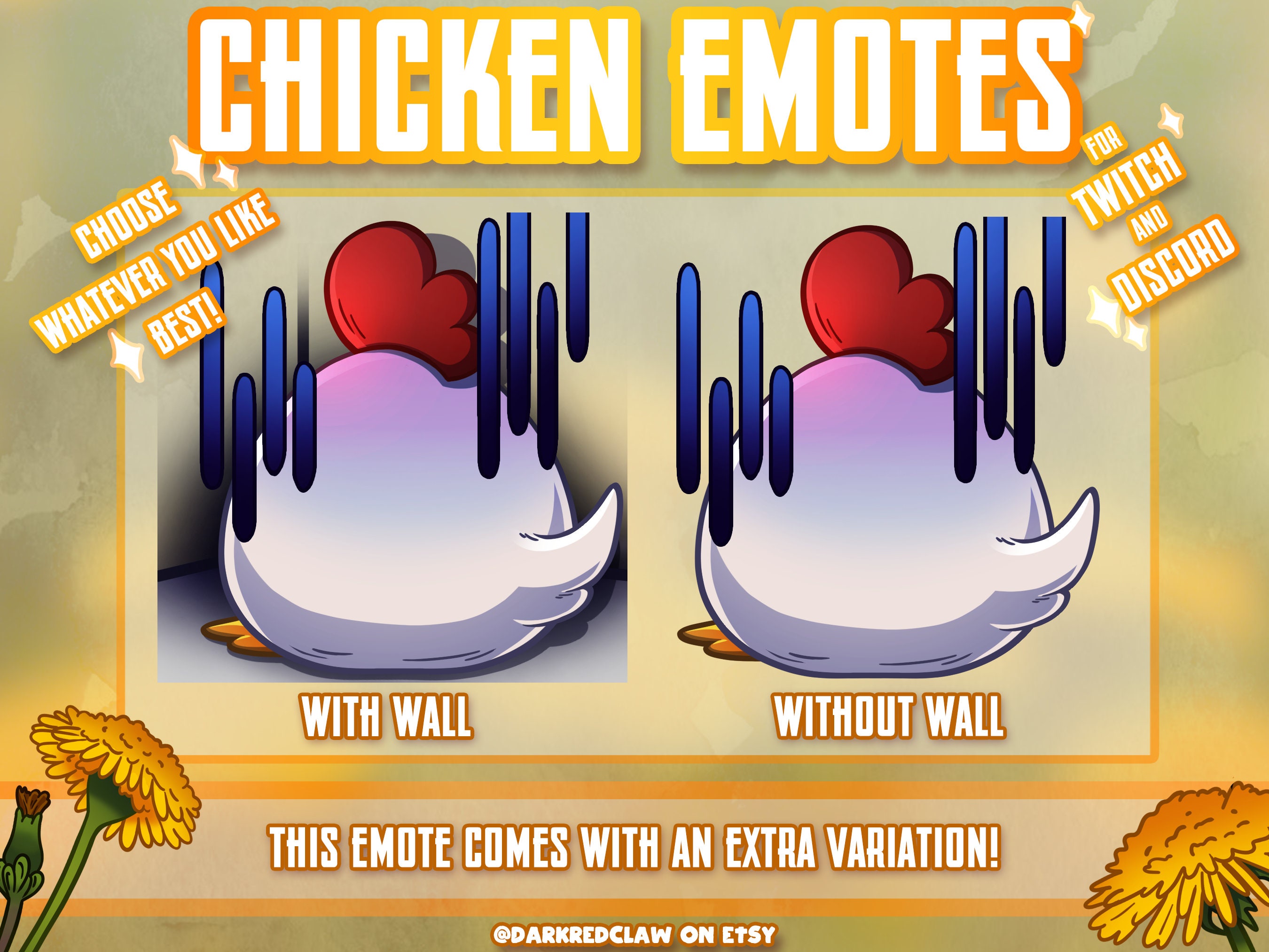 Chicken Emote Pack 6 Static Chicken Emotes for Streamers, Twitch and ...